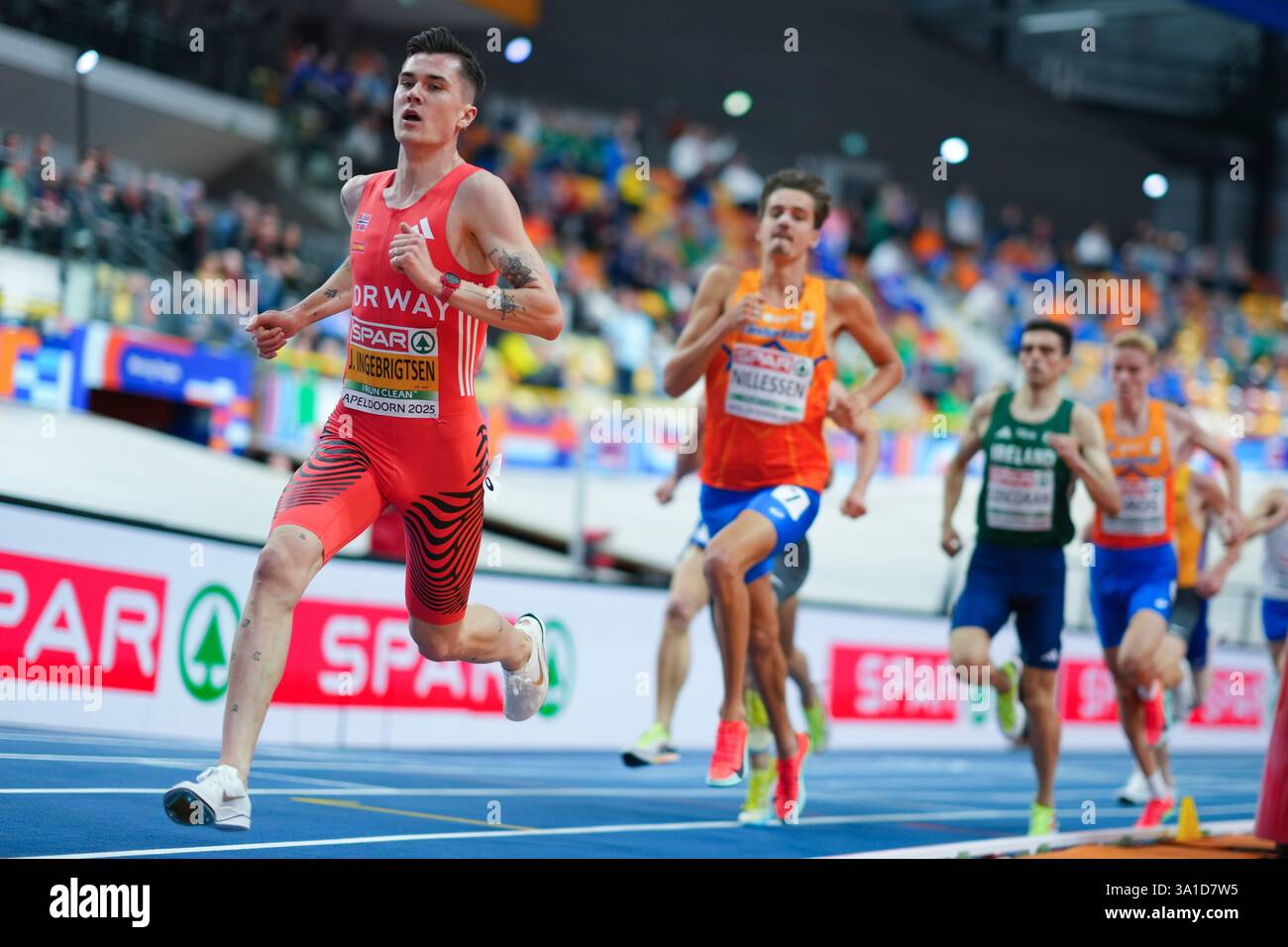 Jakob Ingebrigtsen of Norway competes in the men's 3000-meter during ...