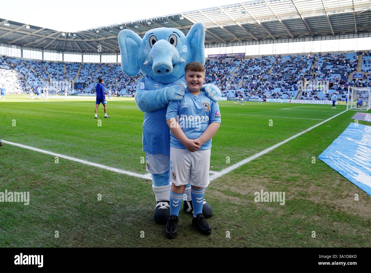 Coventry City mascot with Sky Blue Sam ahead of the Sky Bet ...