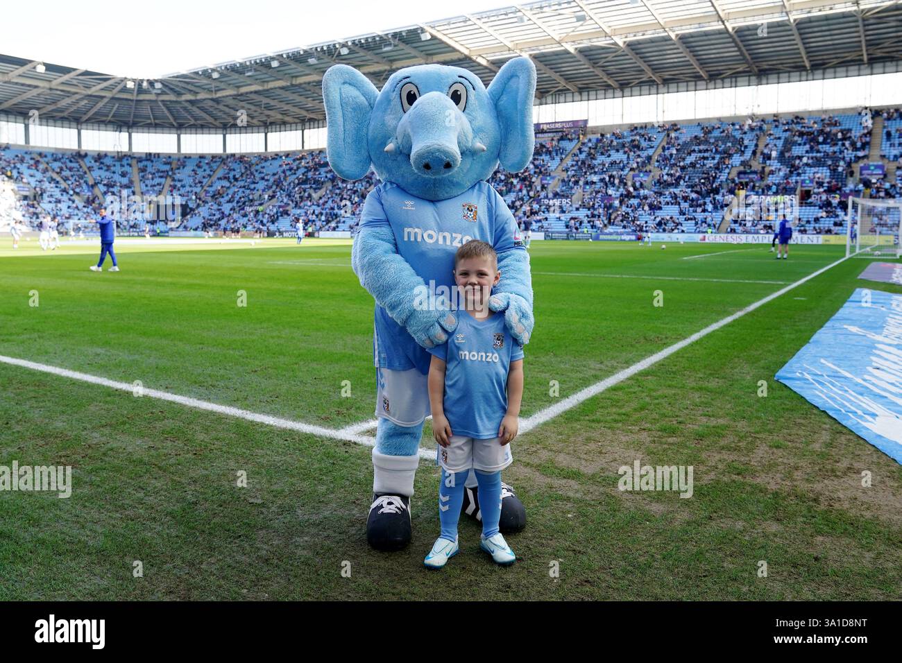 Coventry City mascot with Sky Blue Sam ahead of the Sky Bet ...