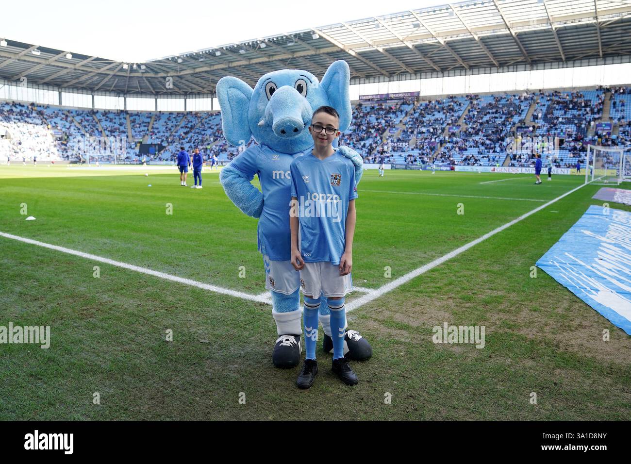 Coventry City mascot with Sky Blue Sam ahead of the Sky Bet ...