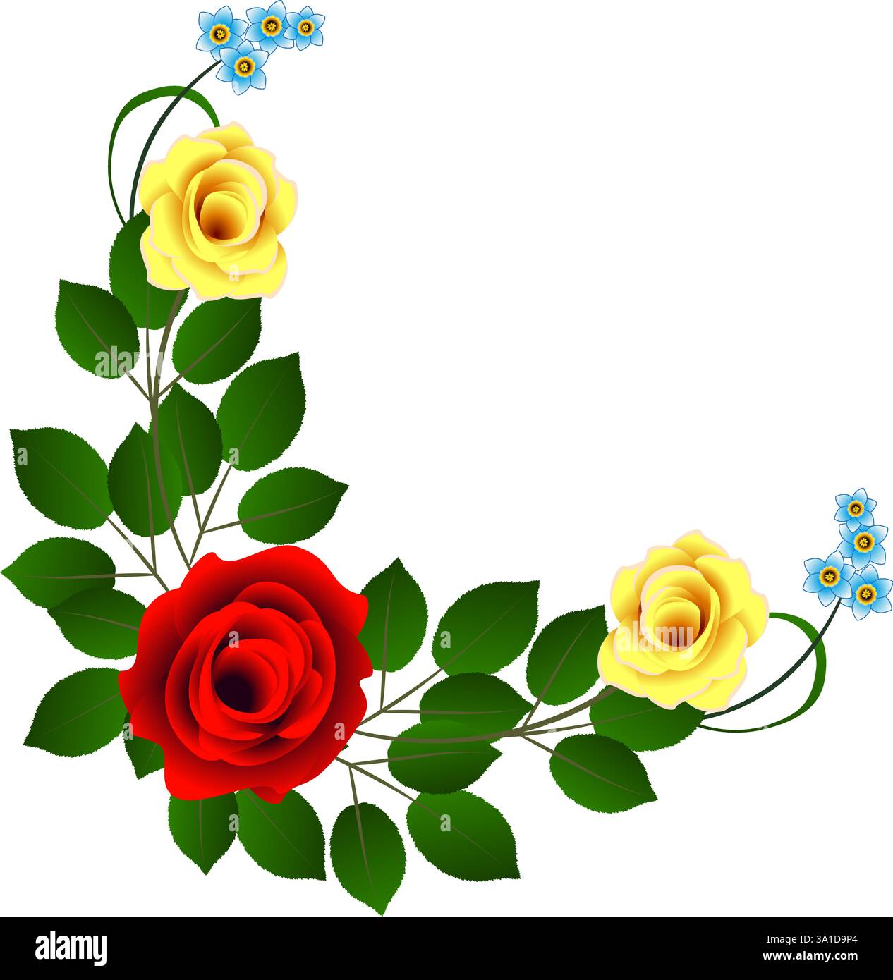 Beautiful flowers composition blue Stock Vector Images - Alamy