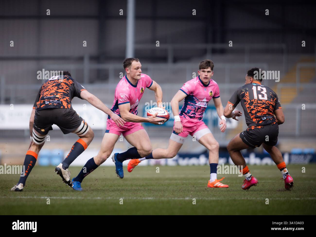 Exeter Chief's Tommy Wyatt runs with the ball at Ealing Trailfinders ...