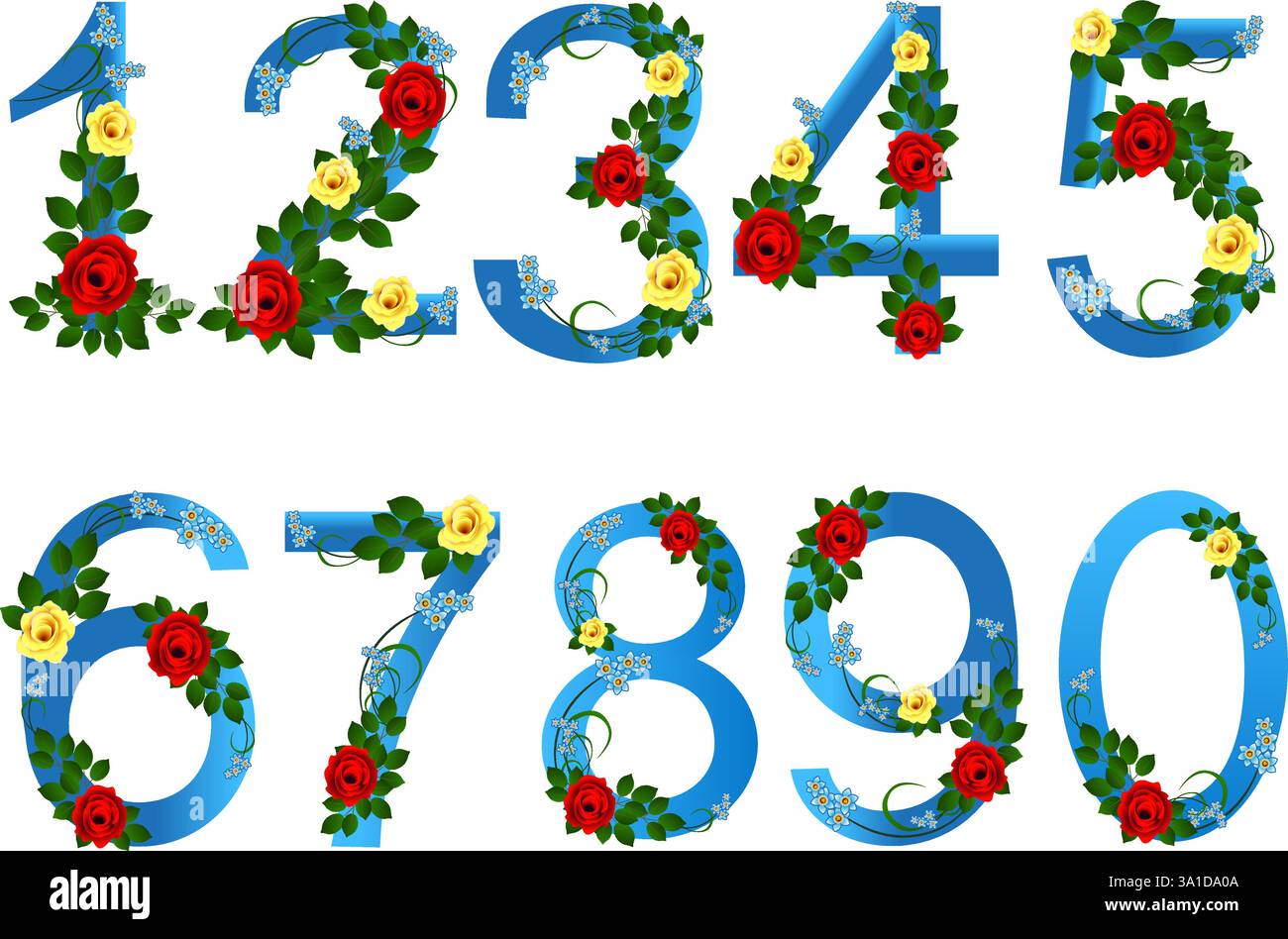 Collection numbers with flowers Stock Vector Image & Art - Alamy