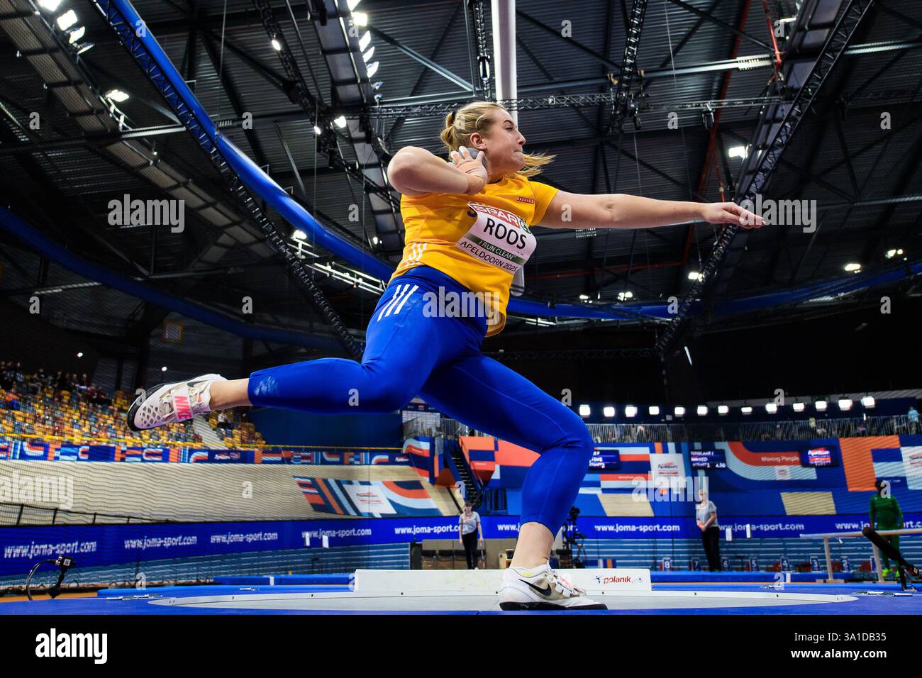 250308 Fanny Roos of Sweden competes in women’s shot put qualification ...