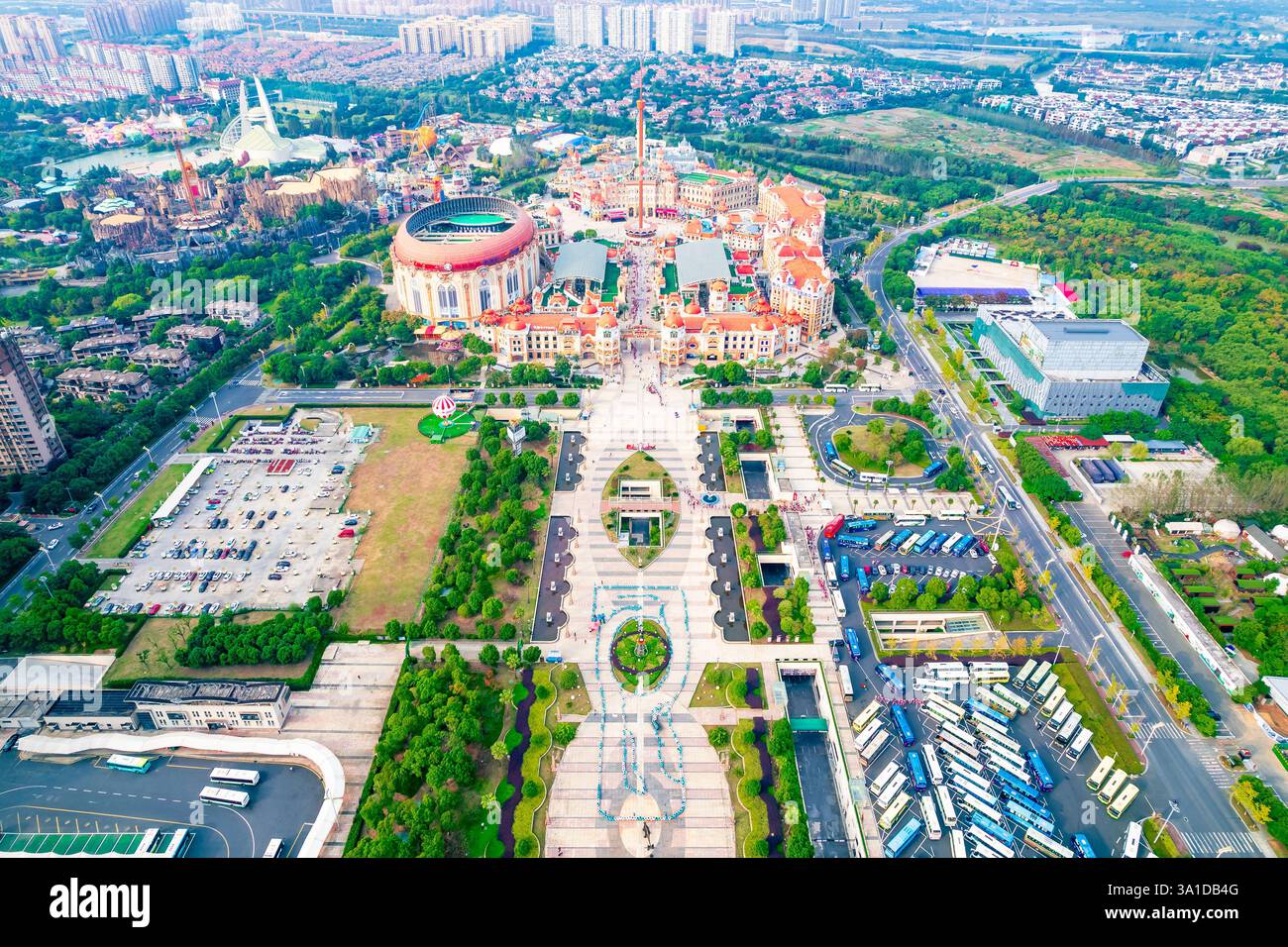 Aerial view of China Dinosaur Park in Changzhou, Jiangsu Province ...