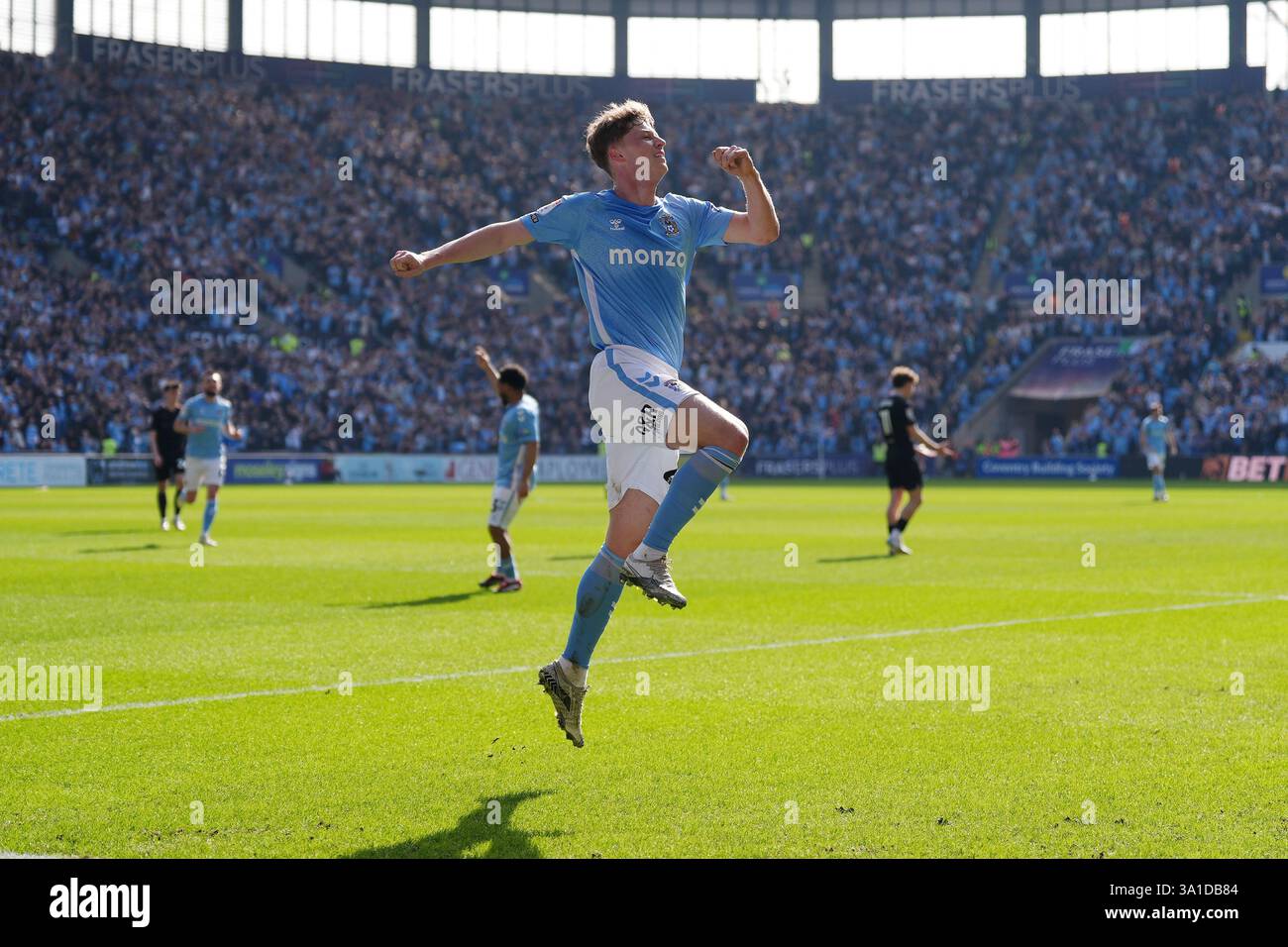 Coventry City's Victor Torp celebrates scoring their side's second goal ...