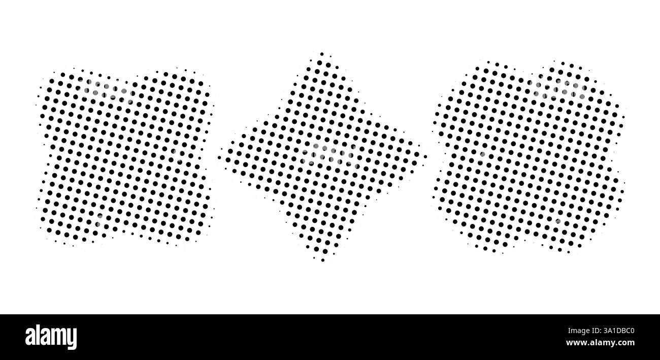 Vector set of abstract wavy halftone shapes in black and white. Vector pop art textures Stock ...