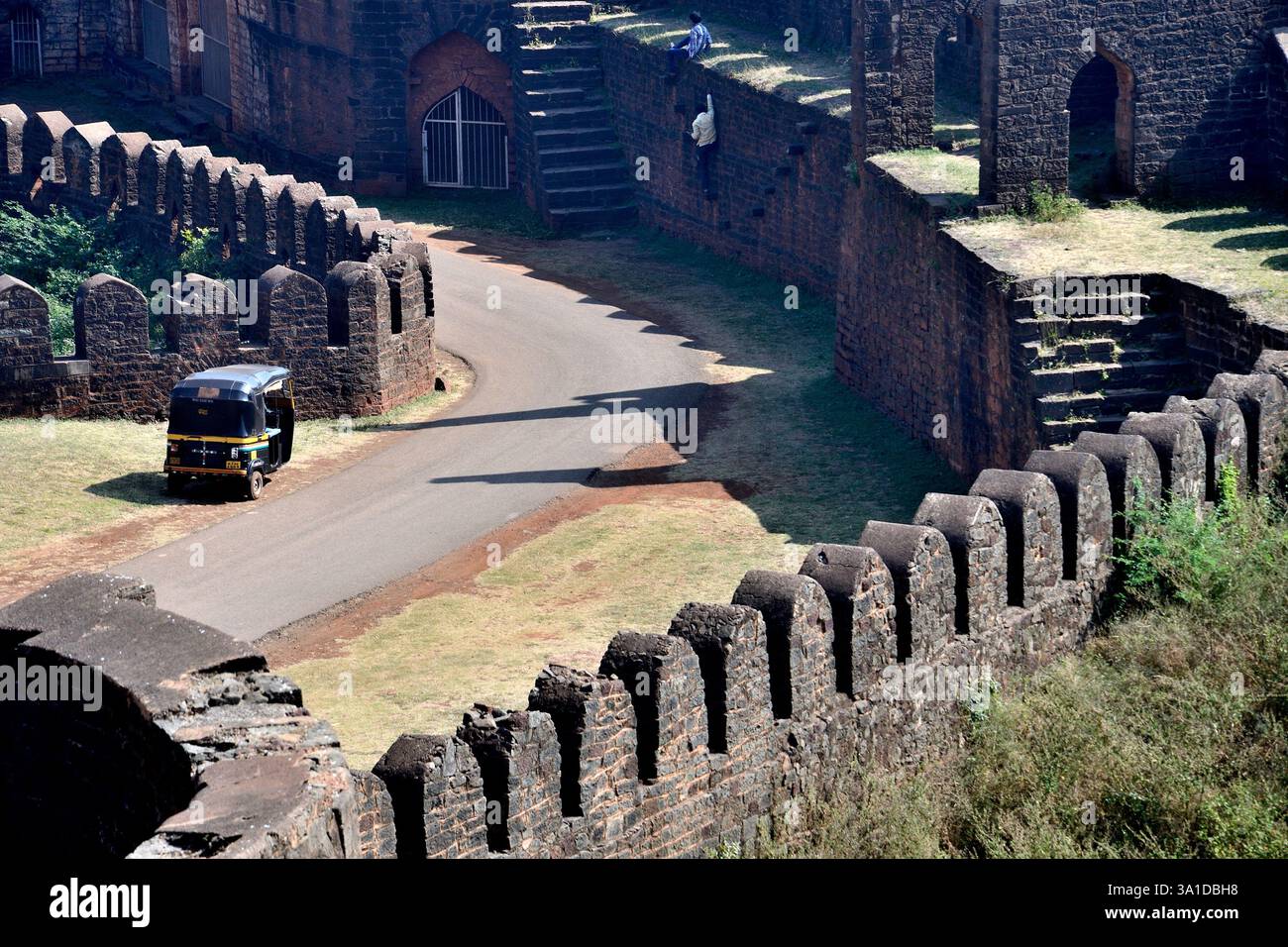Fortification wall of the Bidar fort, built by Sultan Alla-Ud-Din ...