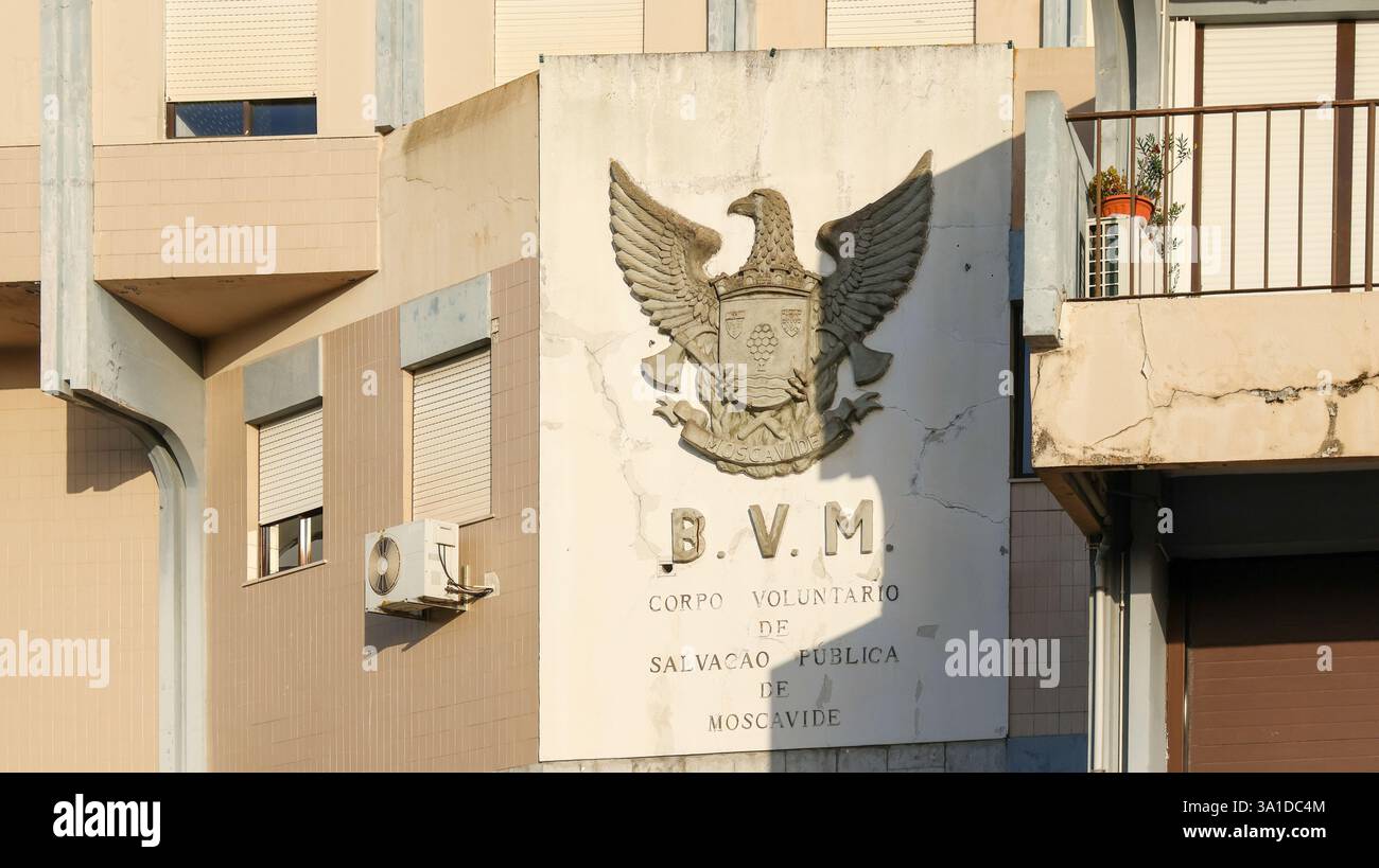 Bas relief of an eagle and shield representing the moscavide and ...