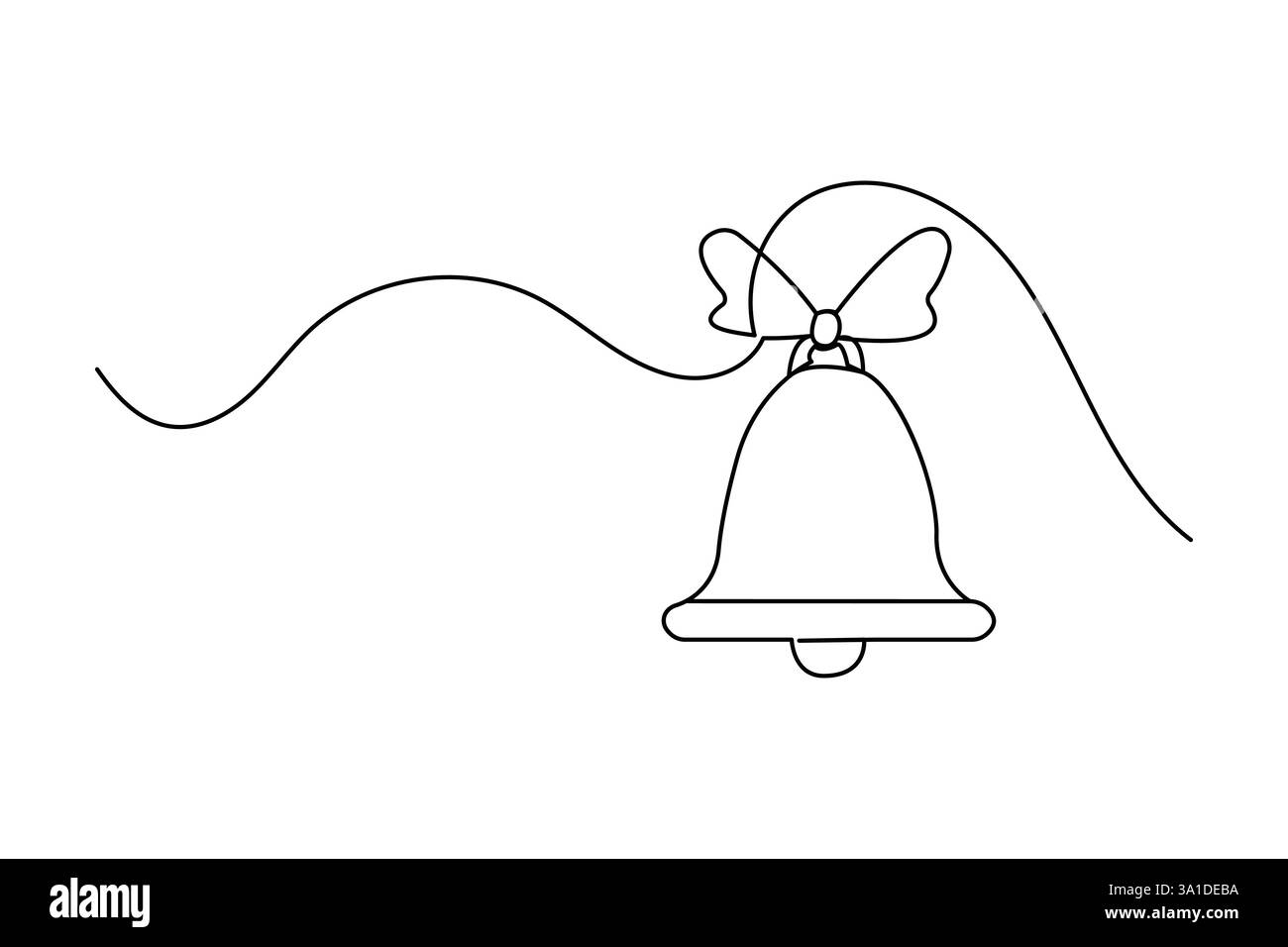 Continuous one line drawing of Christmas bell outline vector icon Stock ...