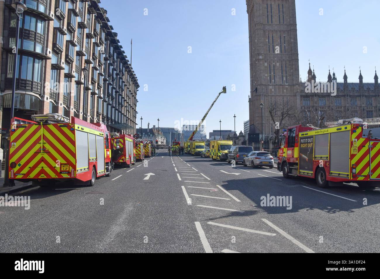 London, UK. 8th March 2025. Emergency services on the scene as a man ...