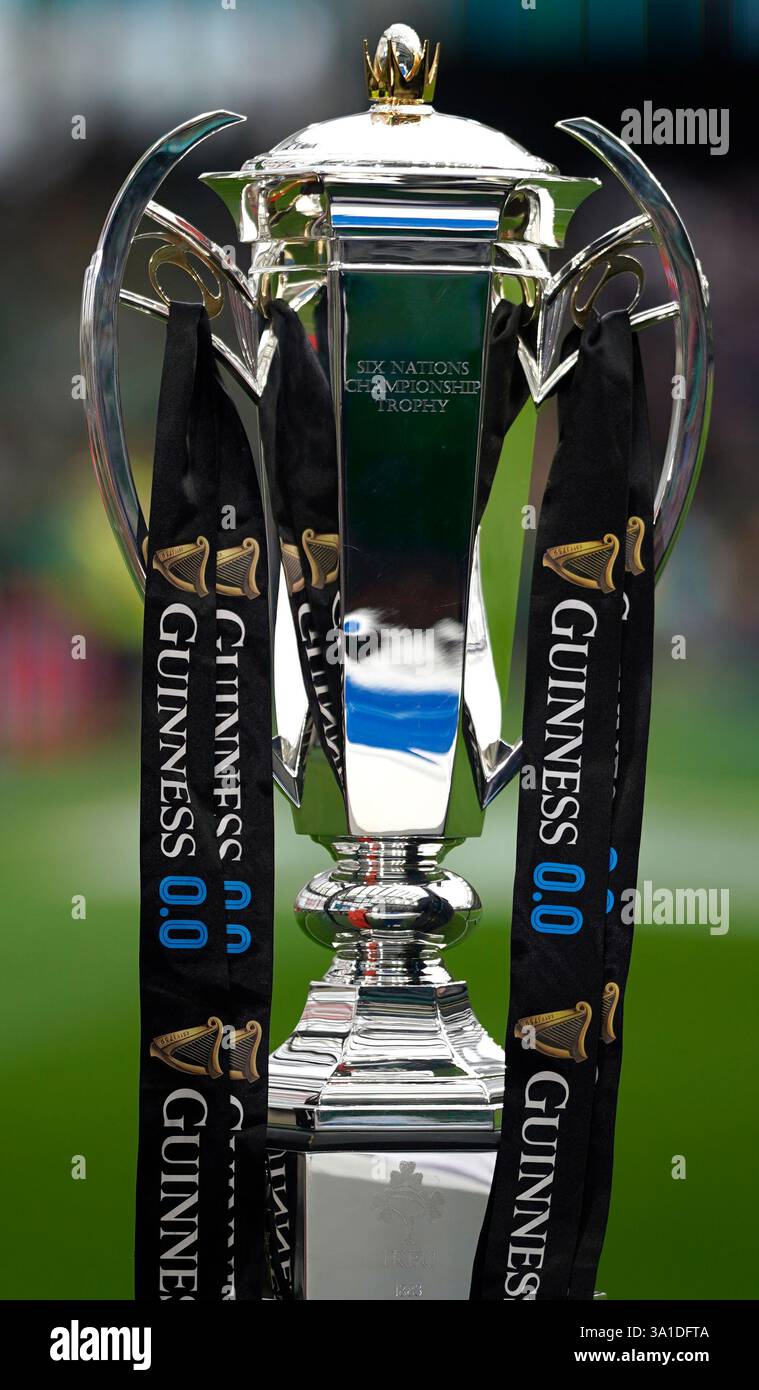A general view of the Guinness Six Nations Championship Trophy ahead of ...