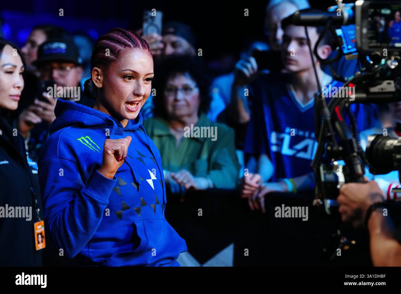 LAS VEGAS, NV - MARCH 7, 2025 : Paige Vanzant and Mikael-Michelle Brown meet on the mat for a ...