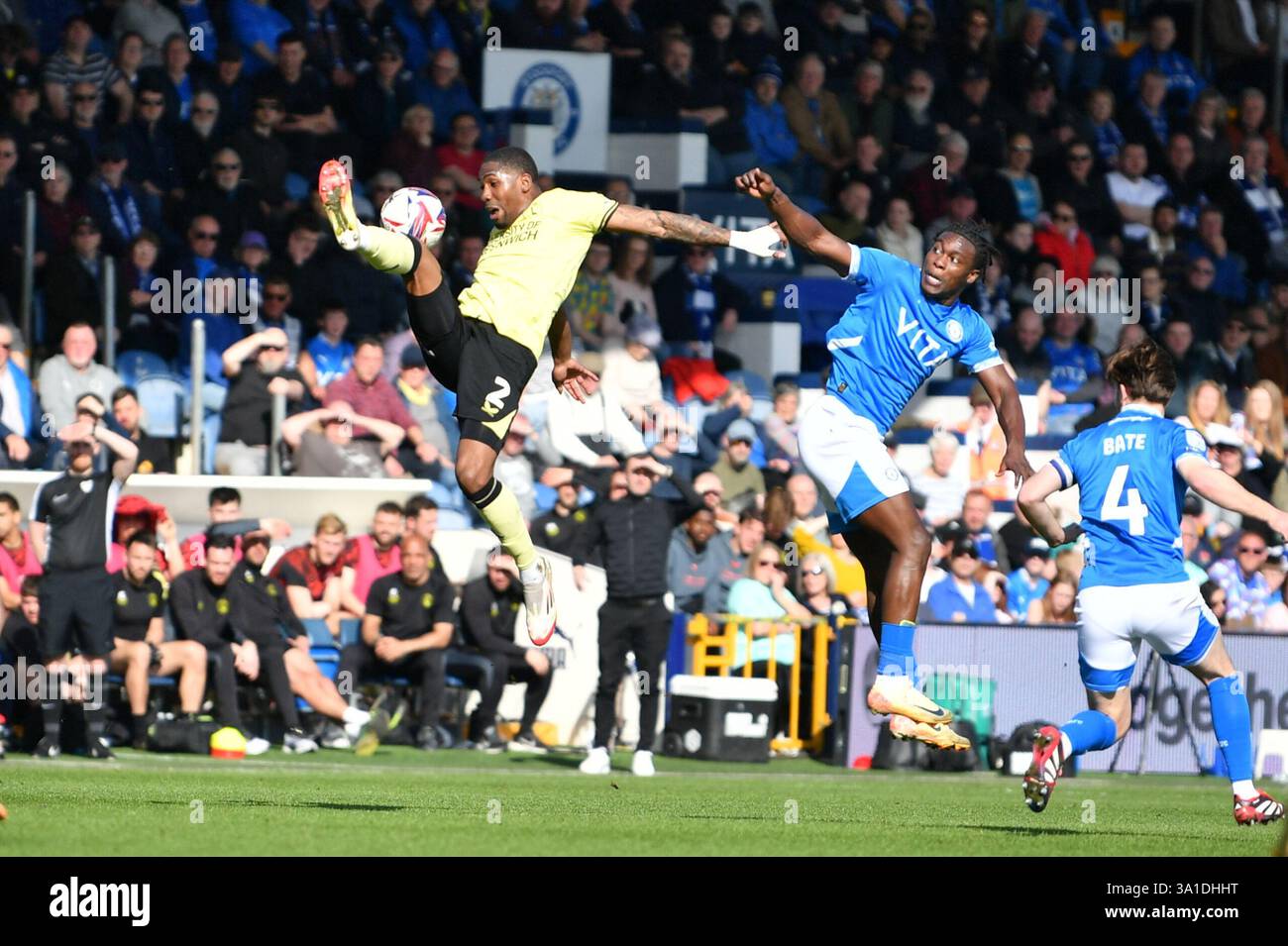 Stockport, England. 8th Mar 2025. Kayne Ramsay and Isaac Olaofe during ...