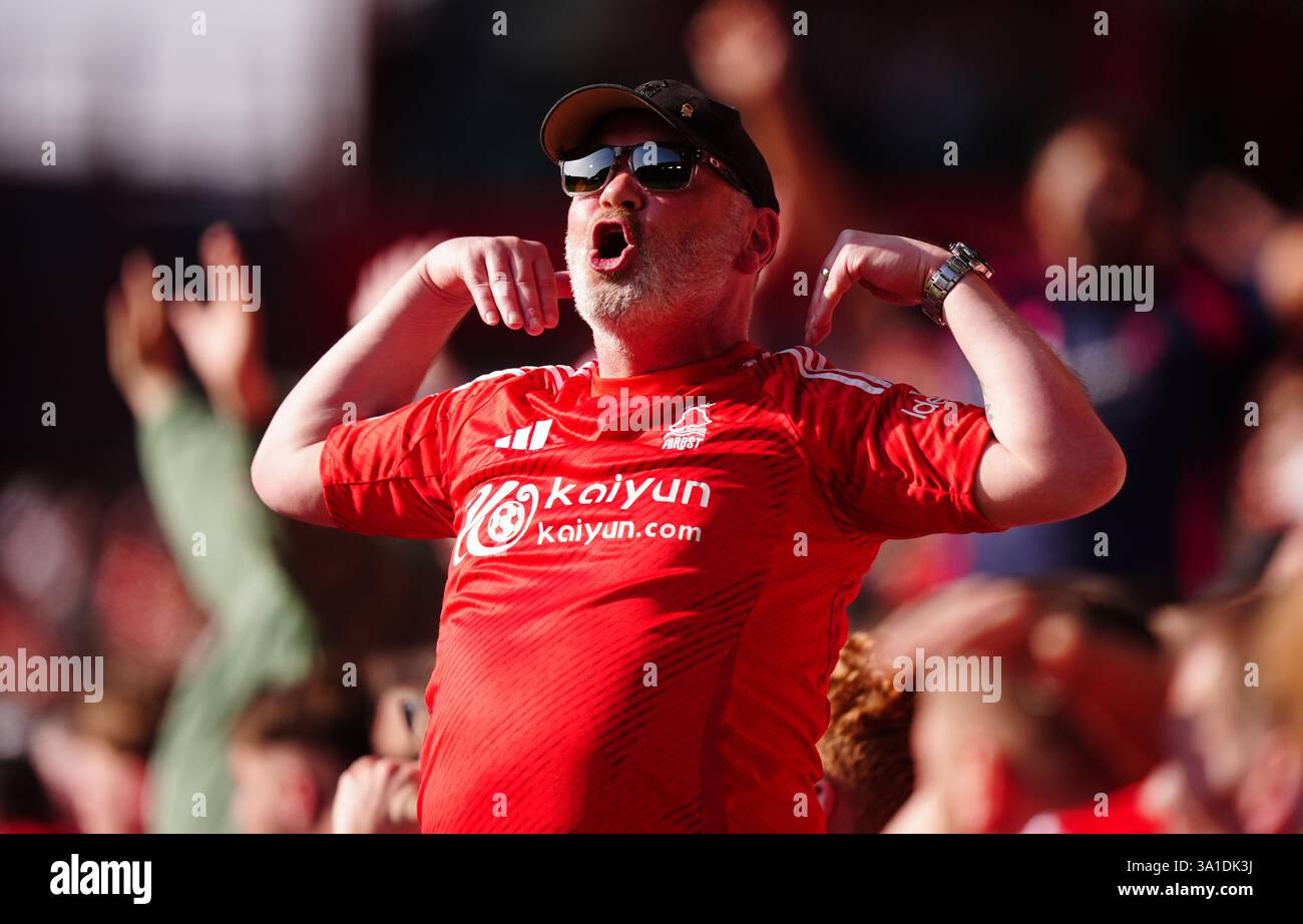Nottingham Forest fans celebrate in the stands during the Premier ...