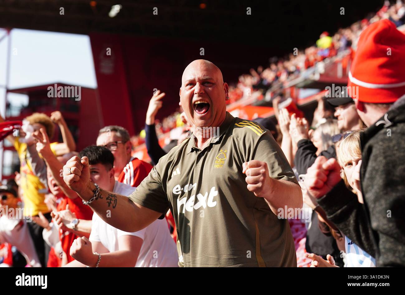 Nottingham Forest fans celebrate in the stands during the Premier ...