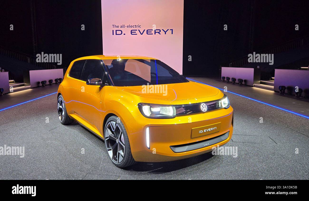 Duesseldorf, Germany - March 05, 2025: World Premiere of ID. EVERY1. Volkswagen is providing a ...