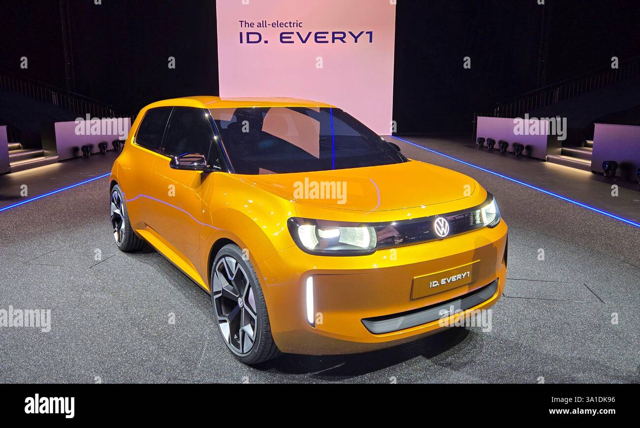 Duesseldorf, Germany - March 05, 2025: World Premiere of ID. EVERY1. Volkswagen is providing a ...