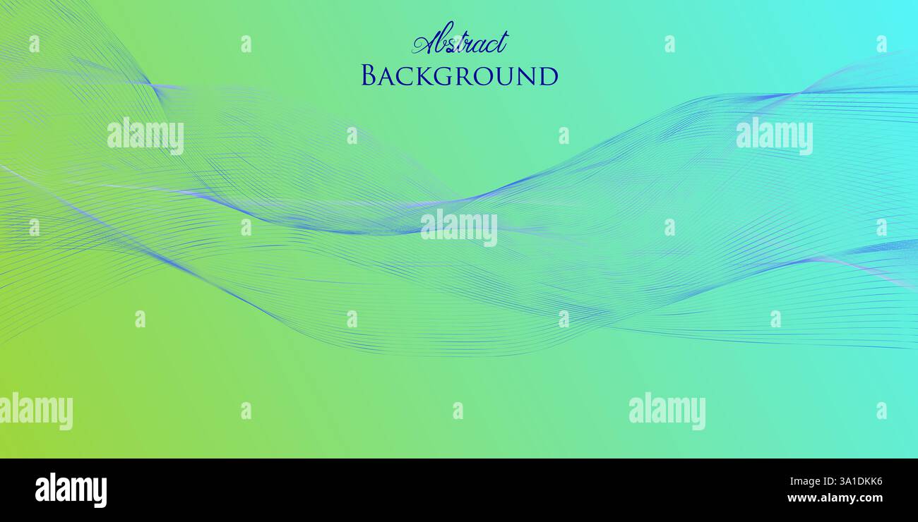 Abstract vector blue-green background with light blue wavy lines ...