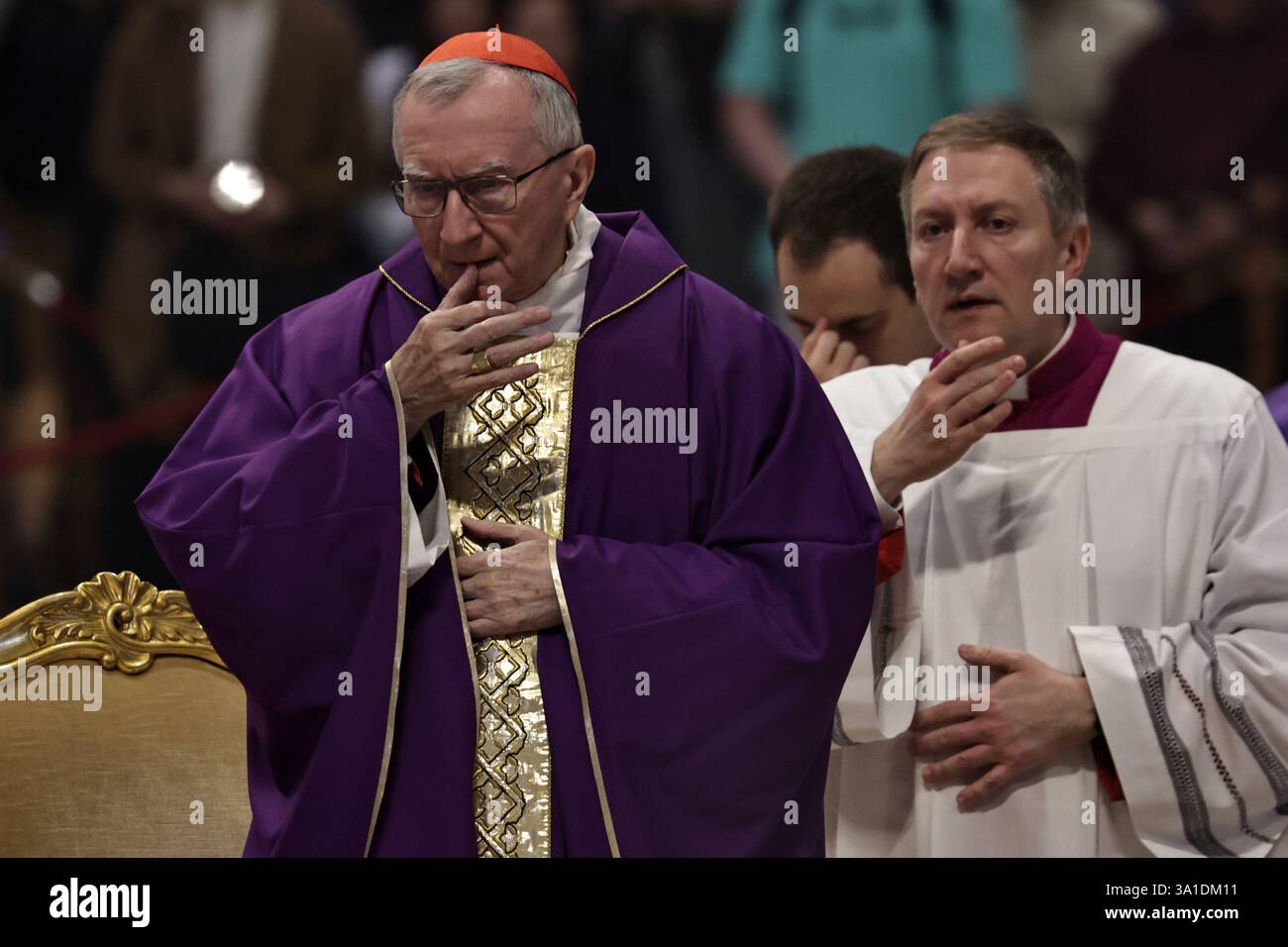 March 8, 2025 - Vatican City. Cardinal PIETRO PAROLIN celebrates mass ...