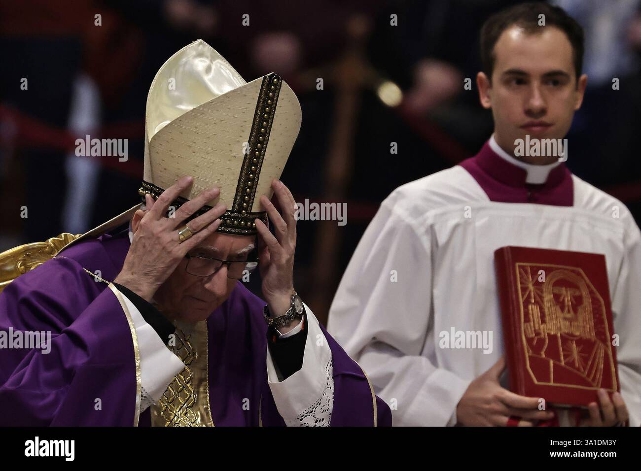 March 8, 2025 - Vatican City. Cardinal PIETRO PAROLIN celebrates mass ...