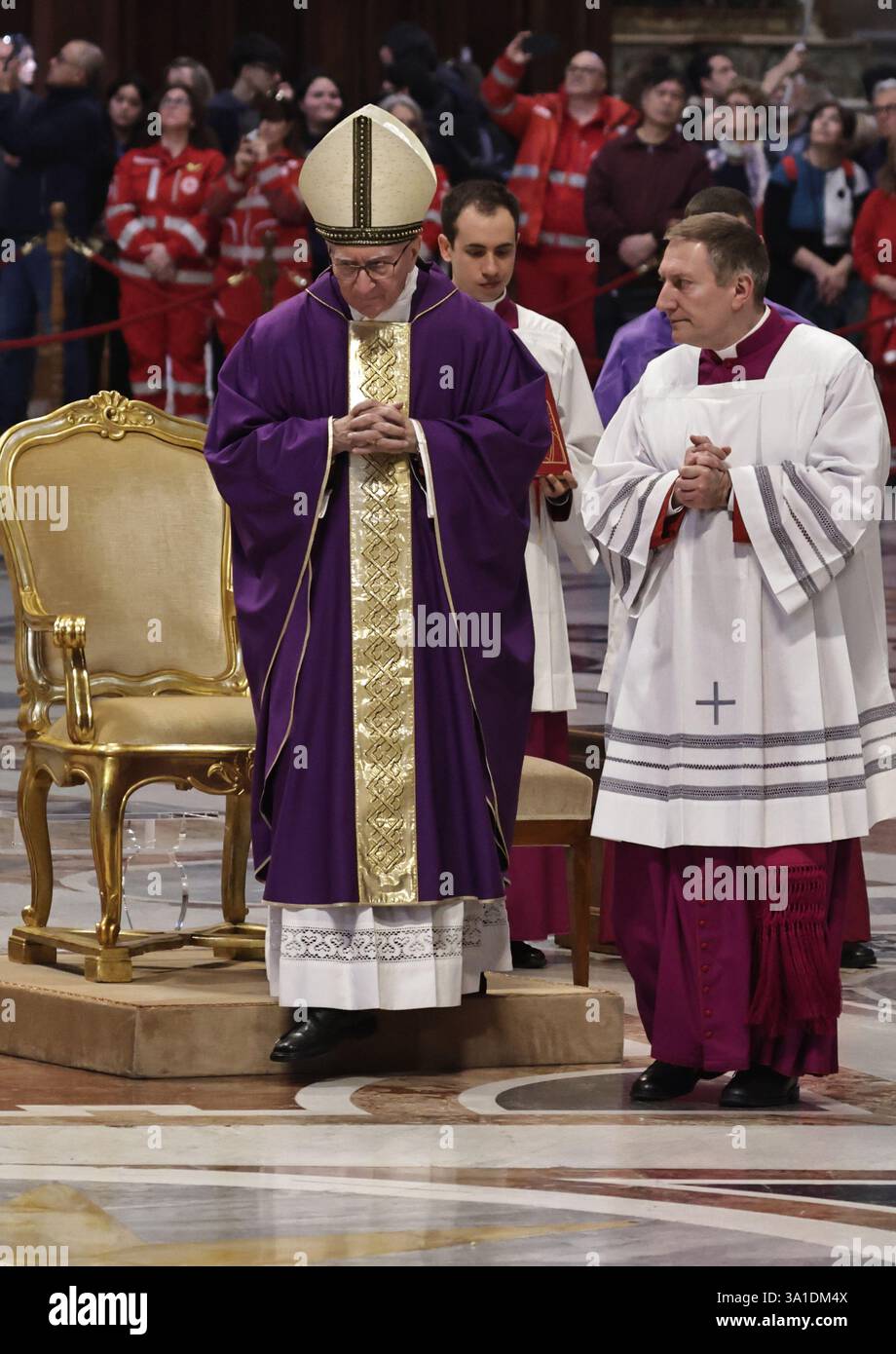 March 8, 2025 - Vatican City. Cardinal PIETRO PAROLIN celebrates mass ...