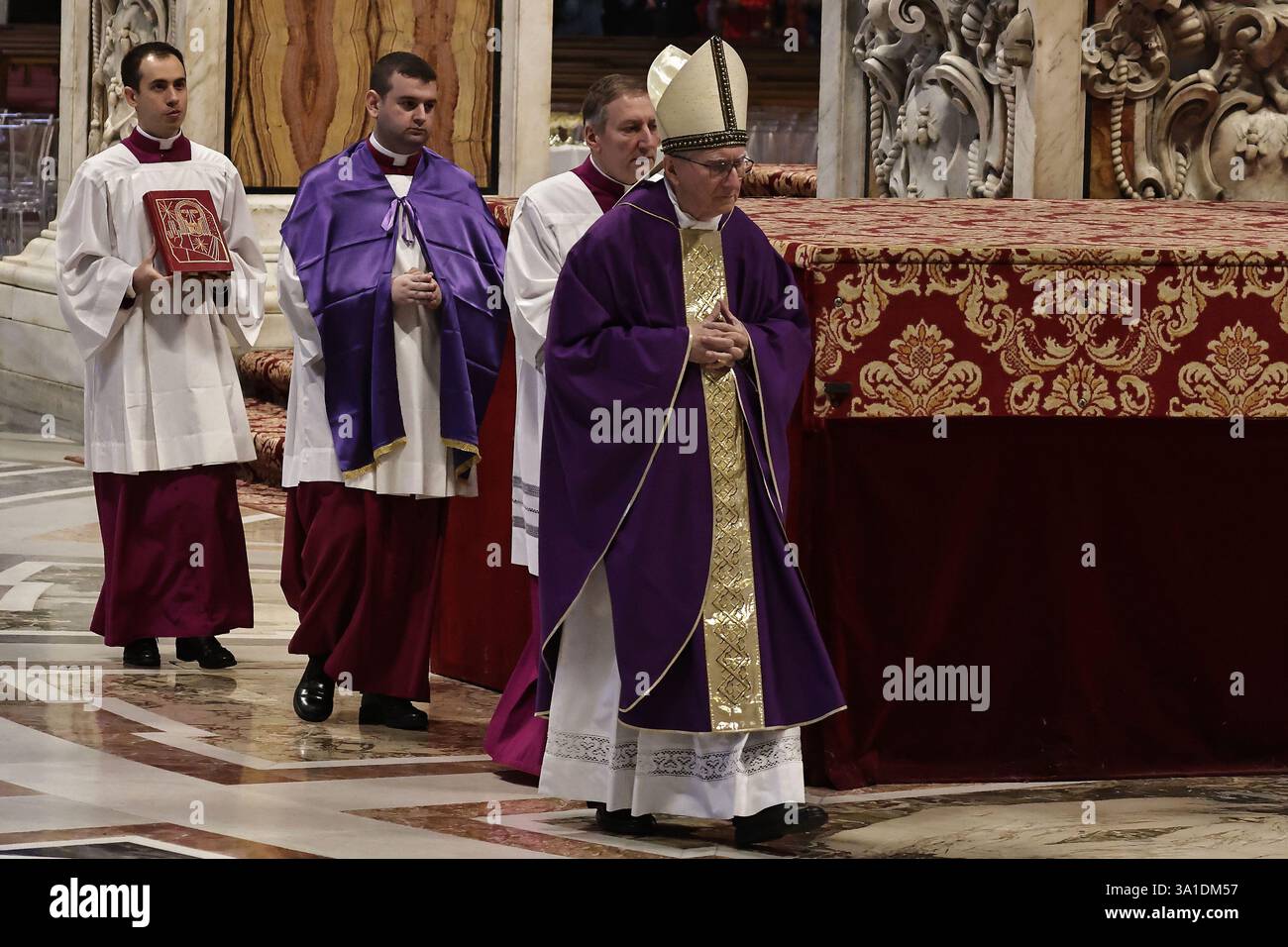 March 8, 2025 - Vatican City. Cardinal PIETRO PAROLIN celebrates mass ...