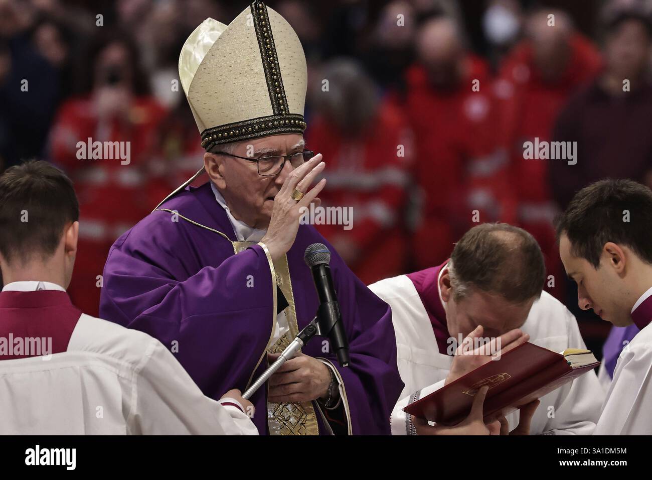 March 8, 2025 - Vatican City. Cardinal PIETRO PAROLIN celebrates mass ...
