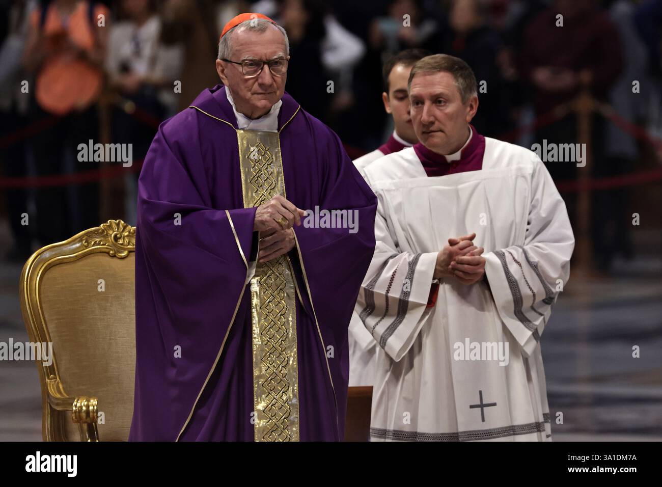 March 8, 2025 - Vatican City. Cardinal PIETRO PAROLIN celebrates mass ...