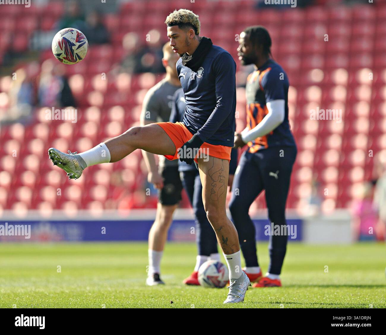 Jordan Gabriel of Blackpool F.C. before the Sky Bet League 1 match ...