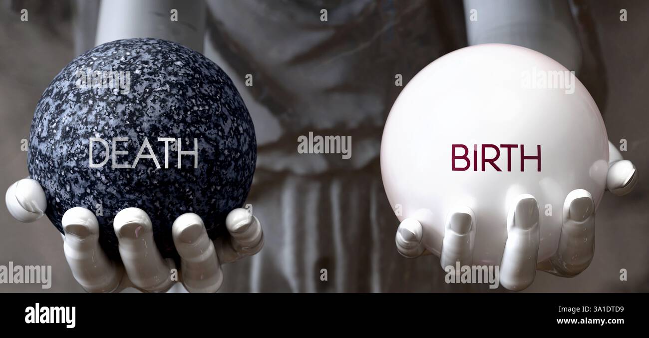 Death or Birth - decide between two options. Greek statue presenting a ...