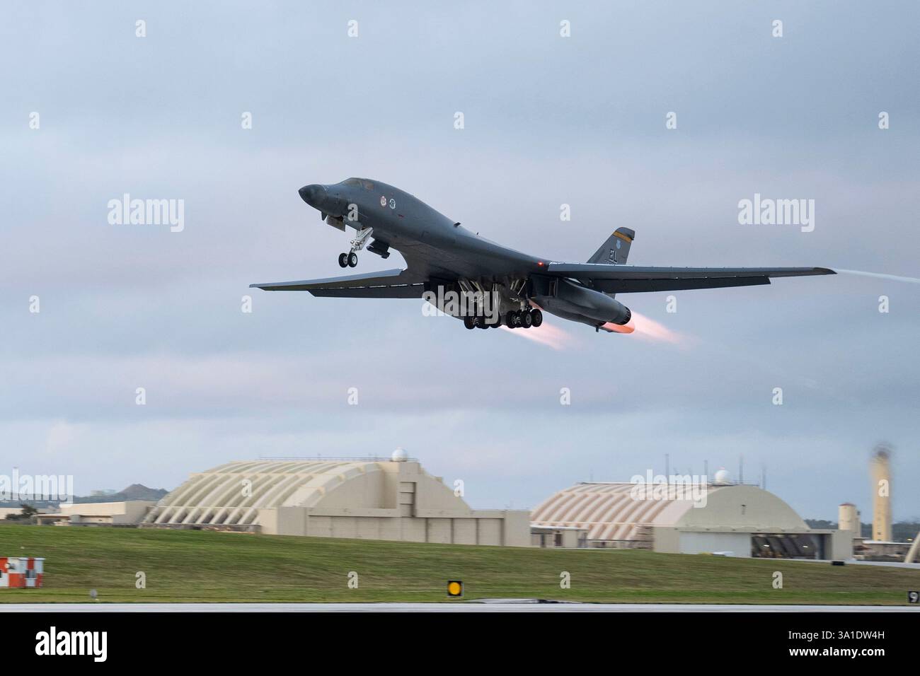 A U.S. Air Force B-1B Lancer assigned to the 34th Expeditionary Bomb ...