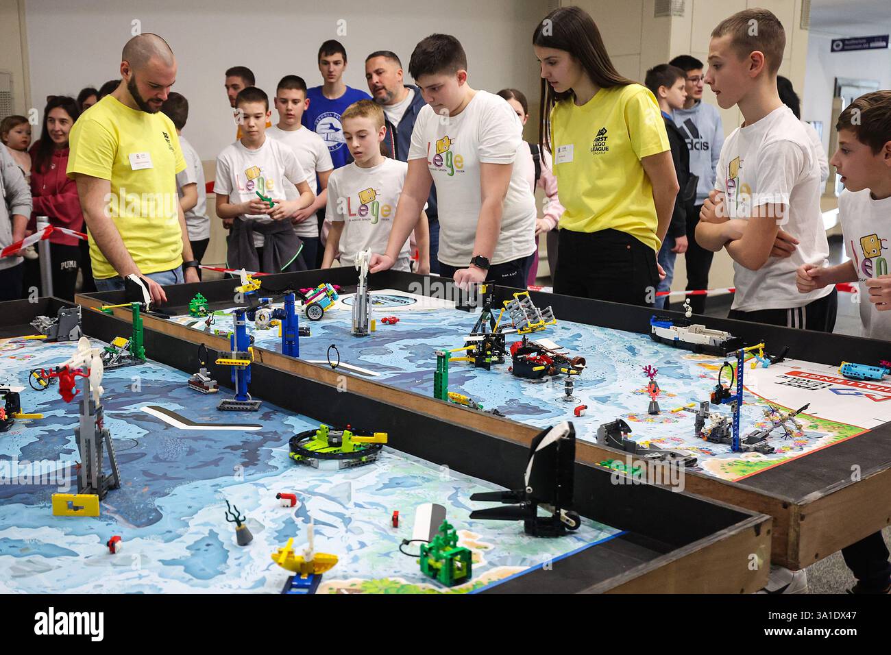Zagreb, Croatia. 08th Mar, 2025. Teams compete during a First Lego ...