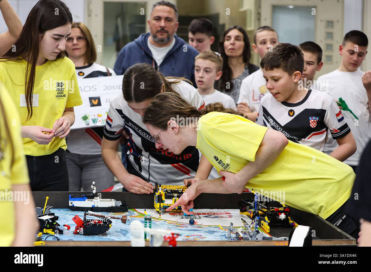 Zagreb, Croatia. 08th Mar, 2025. Teams compete during a First Lego ...