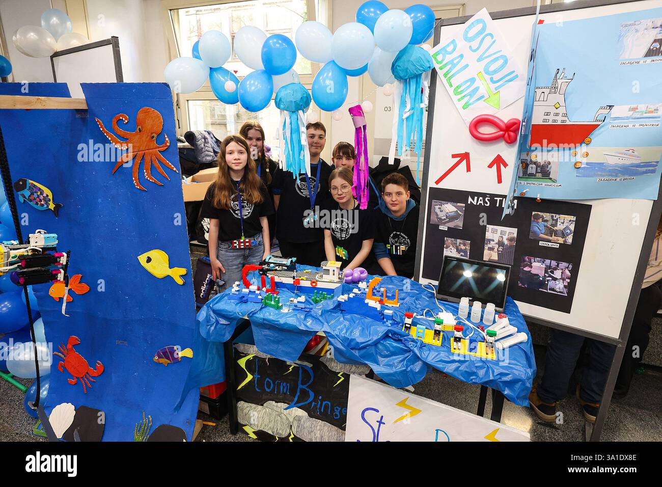 Teams compete during a First Lego League (FLL) Tournament in Zagreb ...