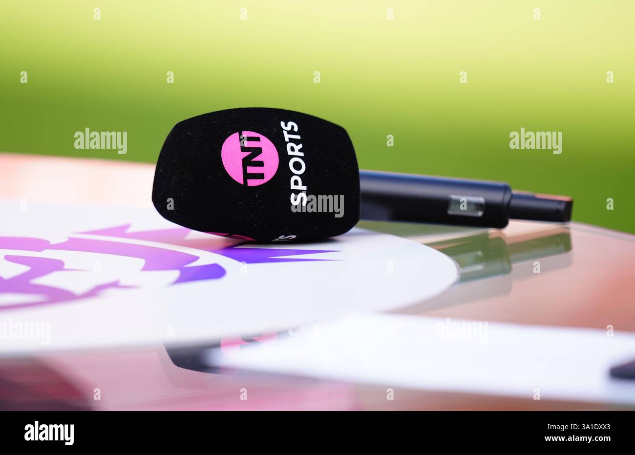 A view of a TNT Sports microphone before the Premier League match at ...