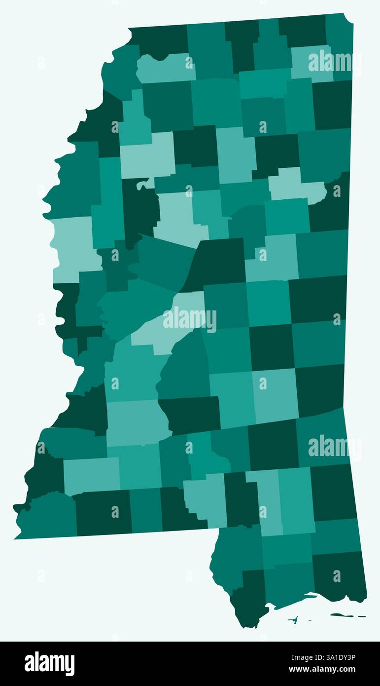 Map of Mississippi with counties. Just a simple state border map with ...