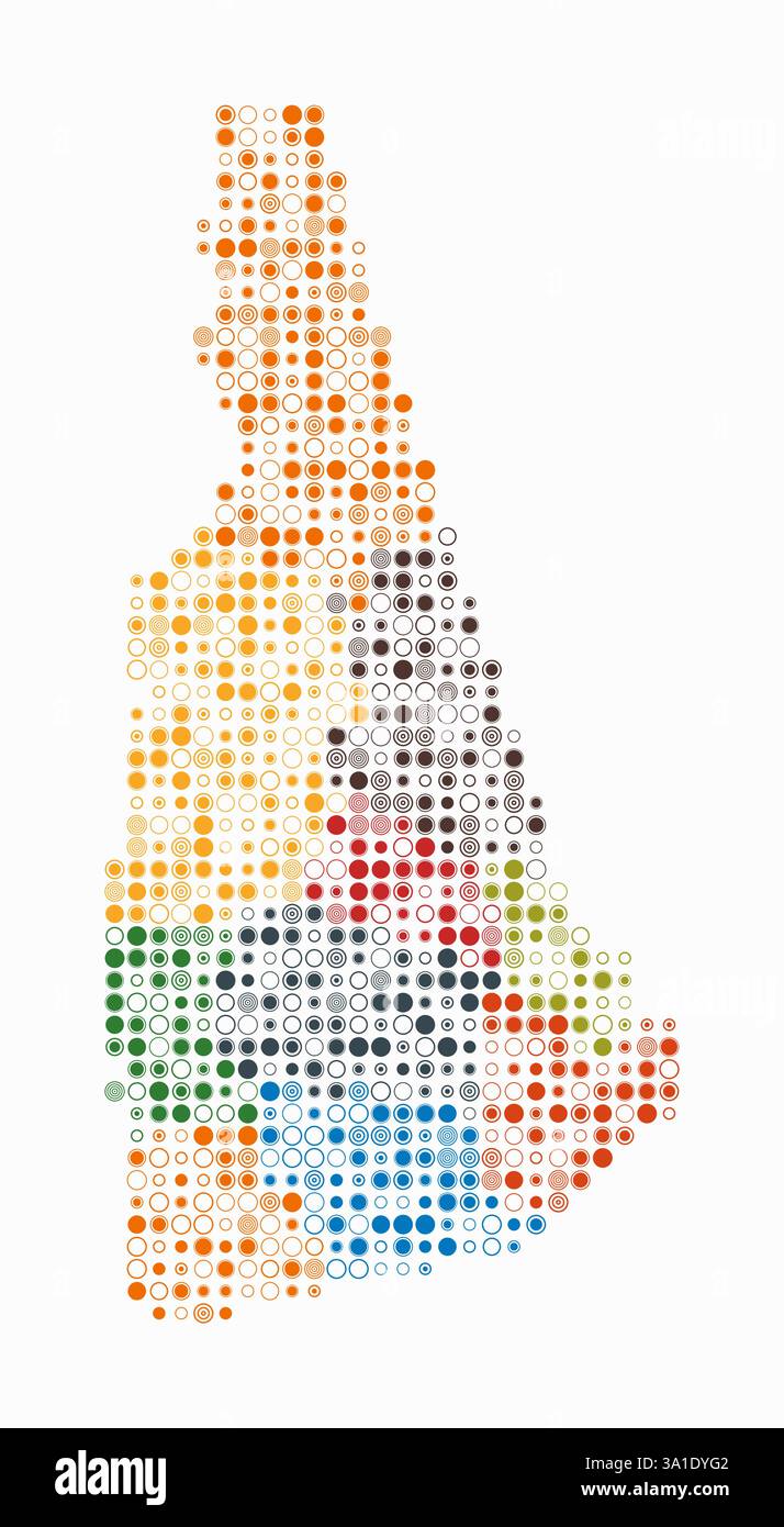 New Hampshire, shape of the state built of colored cells. Digital style ...