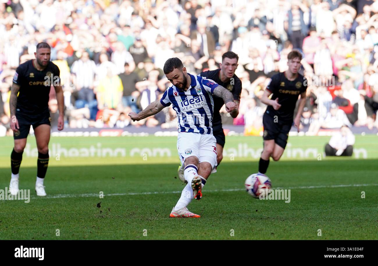 West Bromwich Albion's Adam Armstrong scores their side's first goal of ...