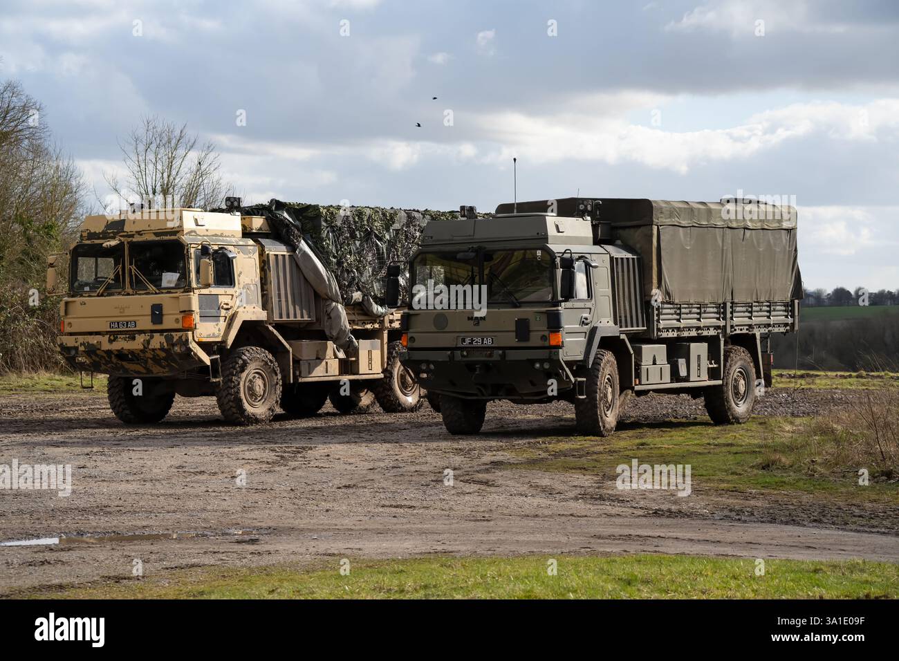 British army MAN SV HX2 platform trucks Stock Photo - Alamy
