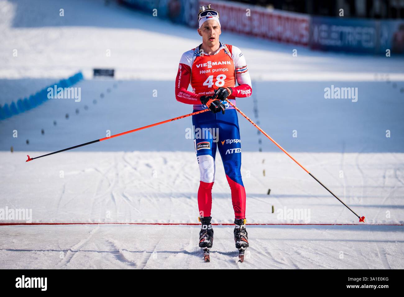 Jonas Marecek from Czechia is seen during men's 12,5 km pursuit race ...