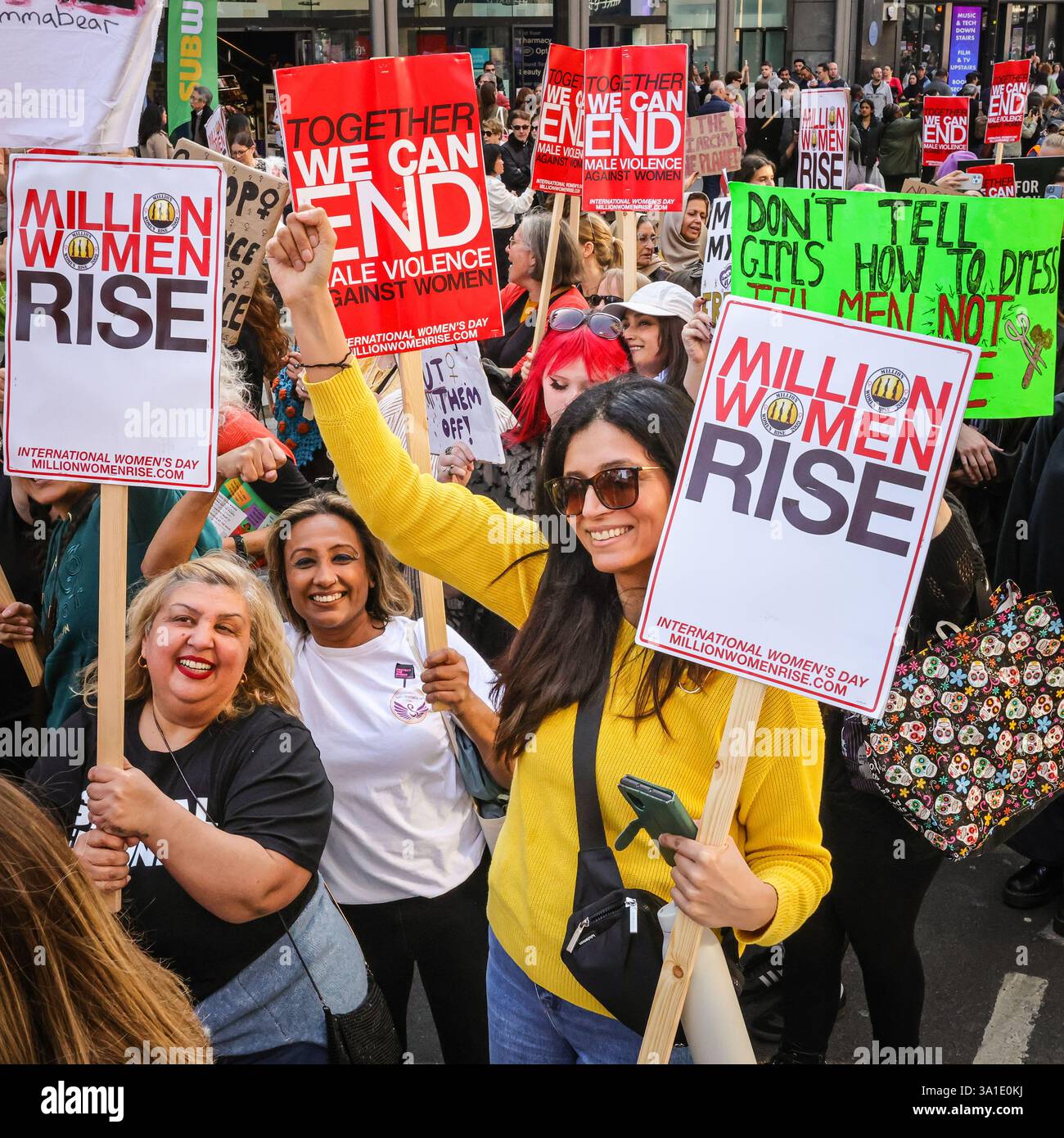 London, UK. 08th Mar, 2025. The protesters march through central London ...