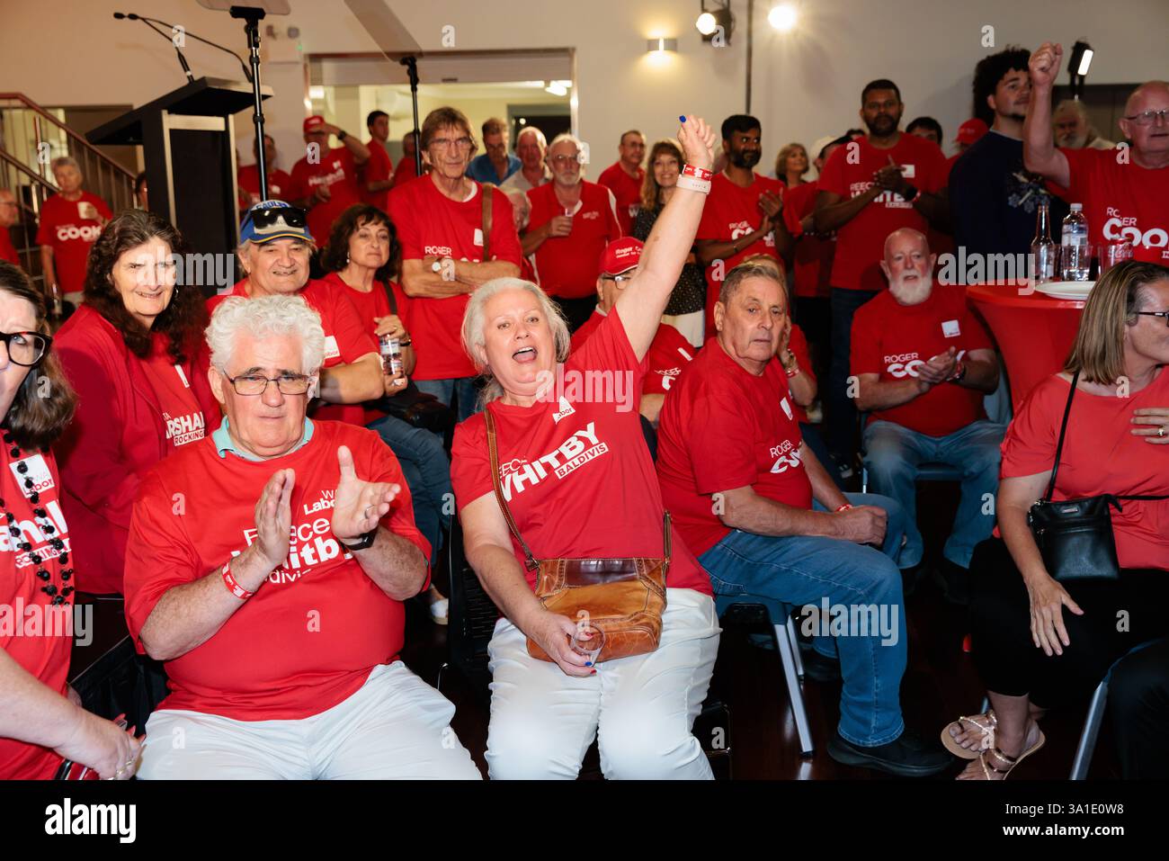 WA Labor supporters are seen at the party's election night event for WA ...