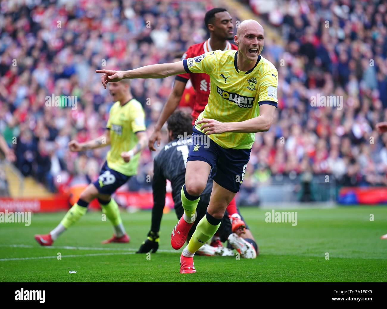 Southampton's Will Smallbone celebrates scoring their side's first goal ...