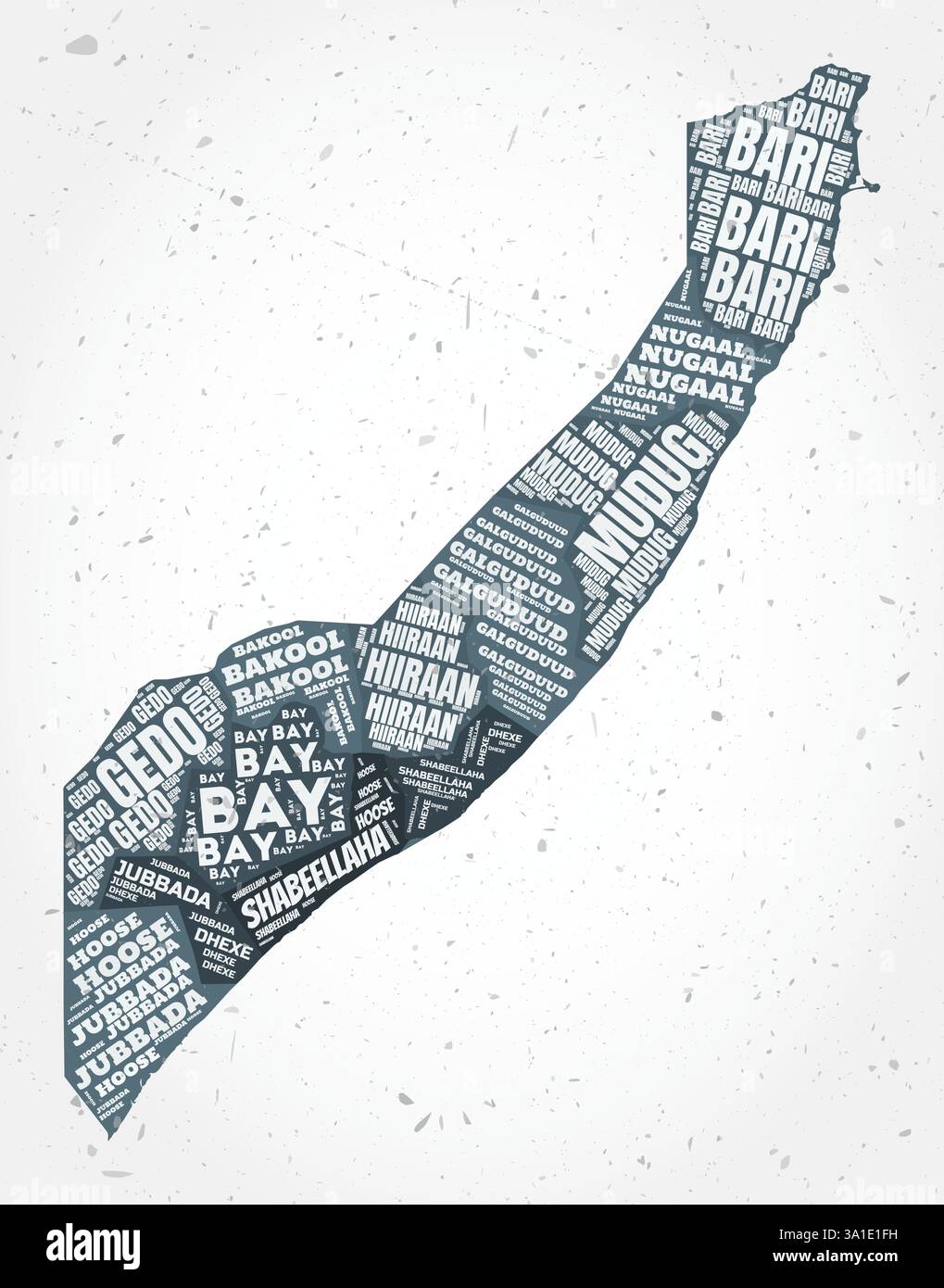 Somalia regions word clouds. Country shape on textured background ...