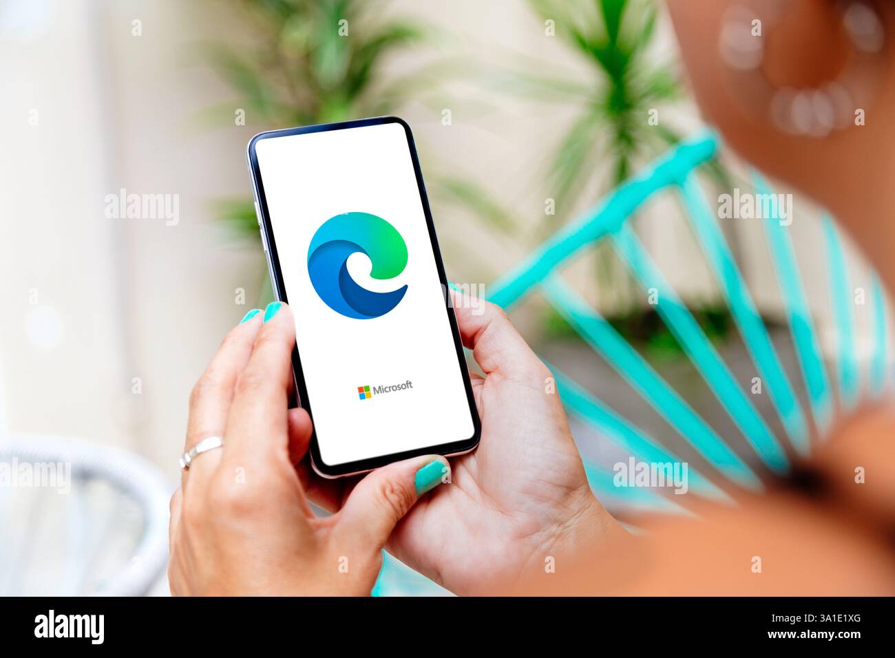 Microsoft Edge browser displayed on the screen of a mobile phone ...