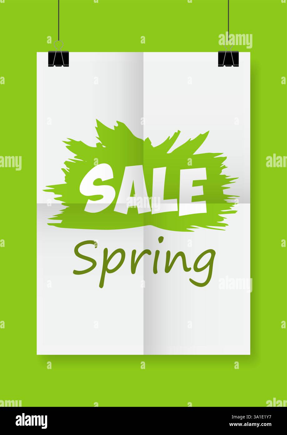 Spring sale promotional banner features vibrant green background with ...
