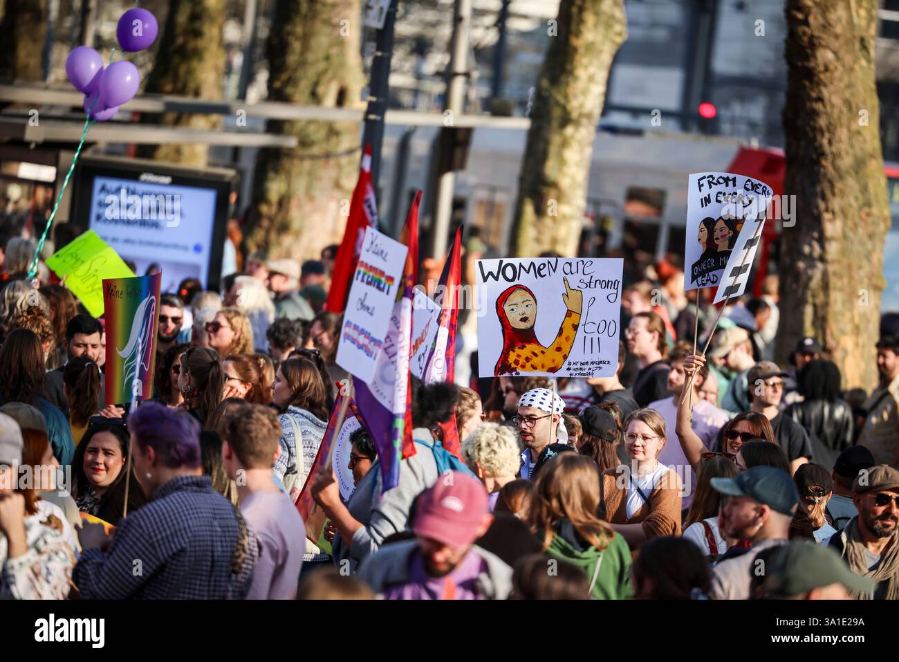 08 March 2025, North Rhine-Westphalia, Cologne: At a demonstration to ...
