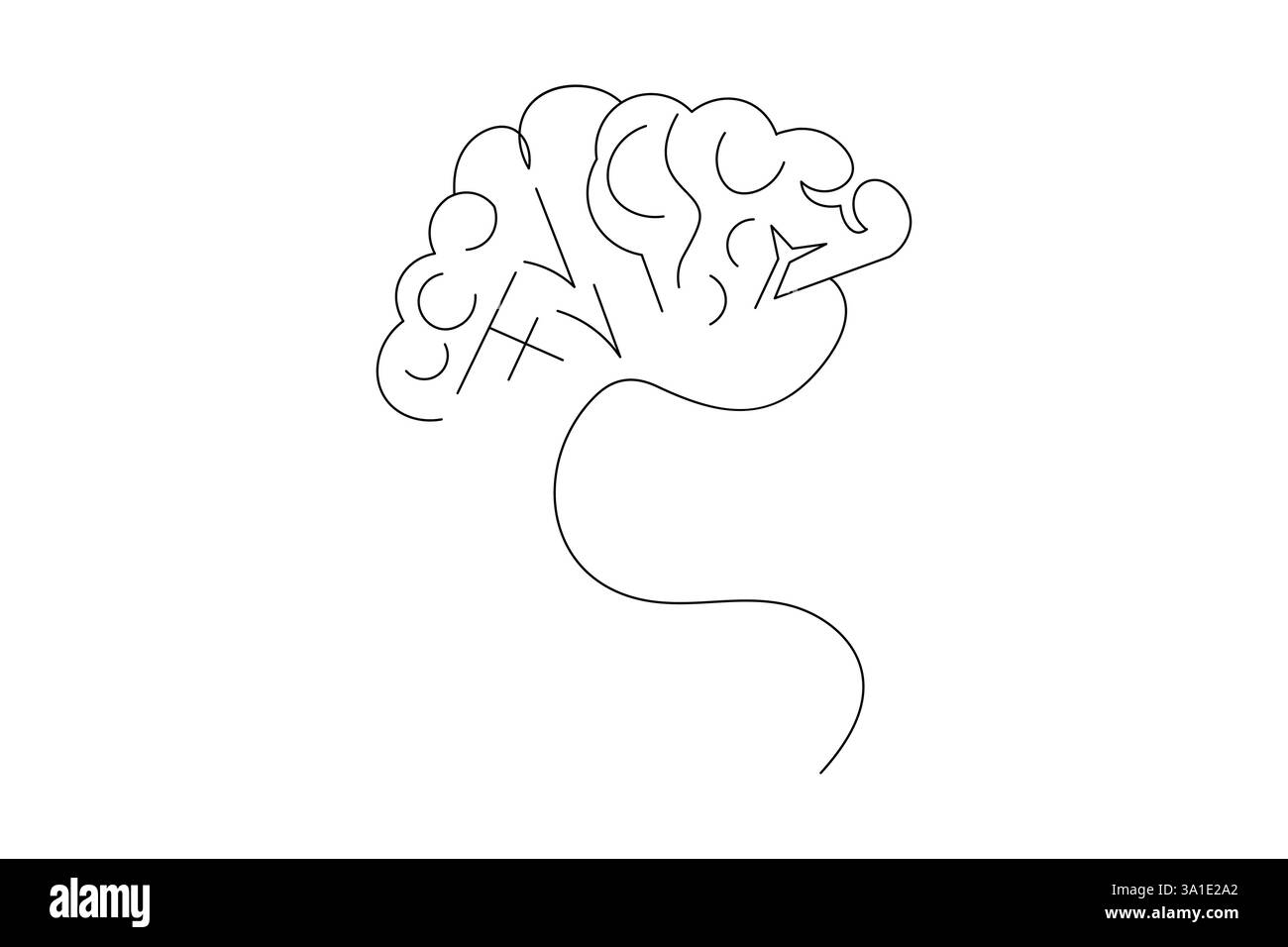 Human brain Continuous one line drawing of line art and vector ...