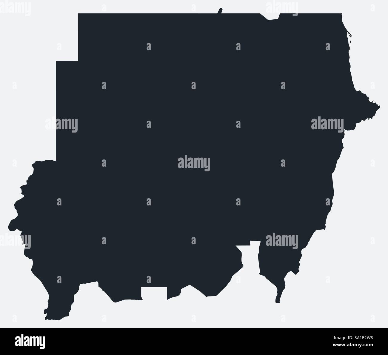 Sudan map. Just a simple border map. Shape of the country. Flat blank ...